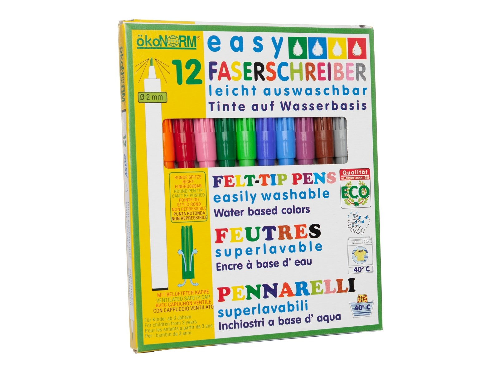 ökoNORM Easy Faserschreiber Filzstifte, 12 Farben