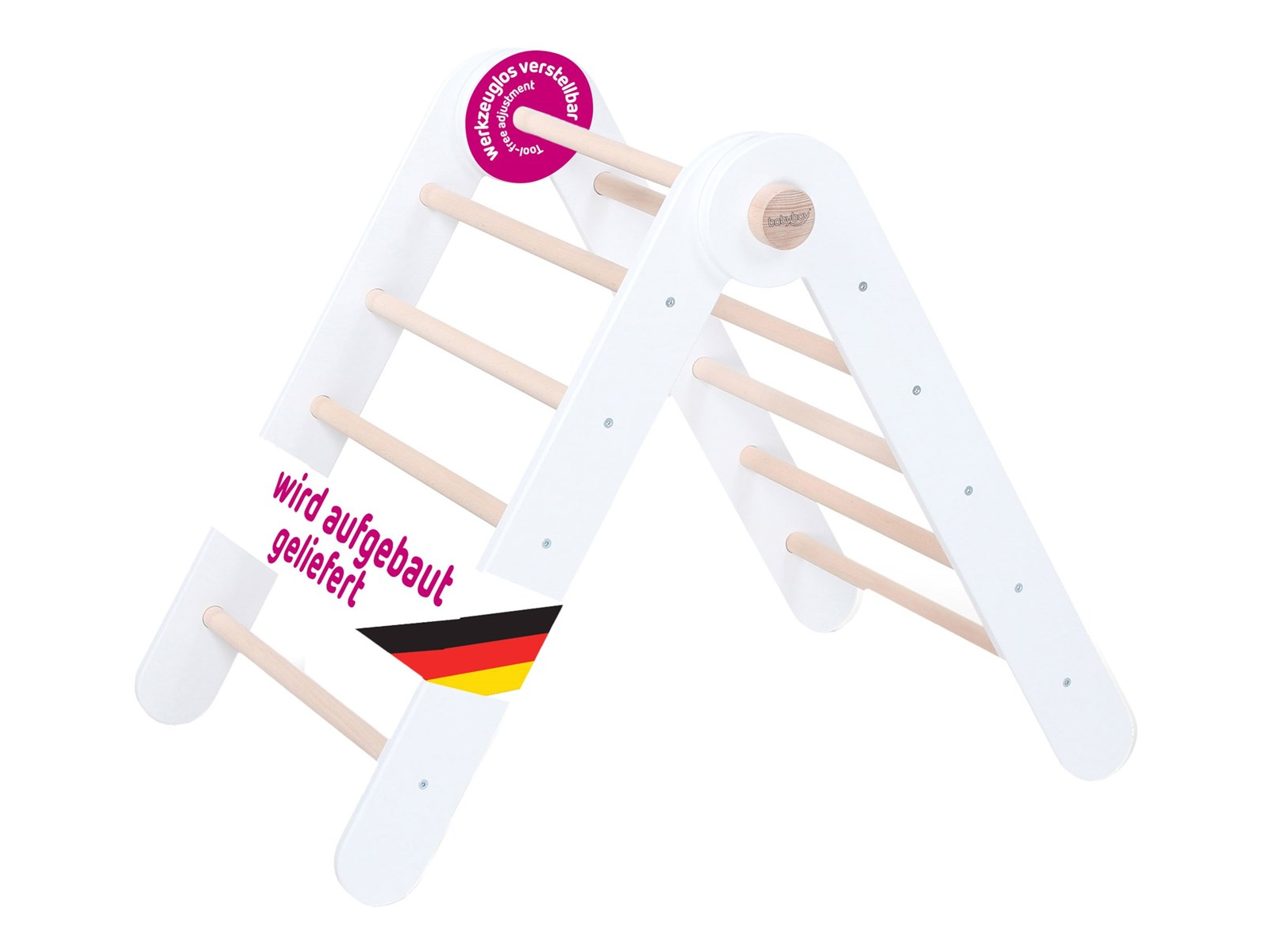 Babybay Kletterdreieck Littlefoot, weiß, Maße: 60,6 x 18,2 x 81,3 cm
