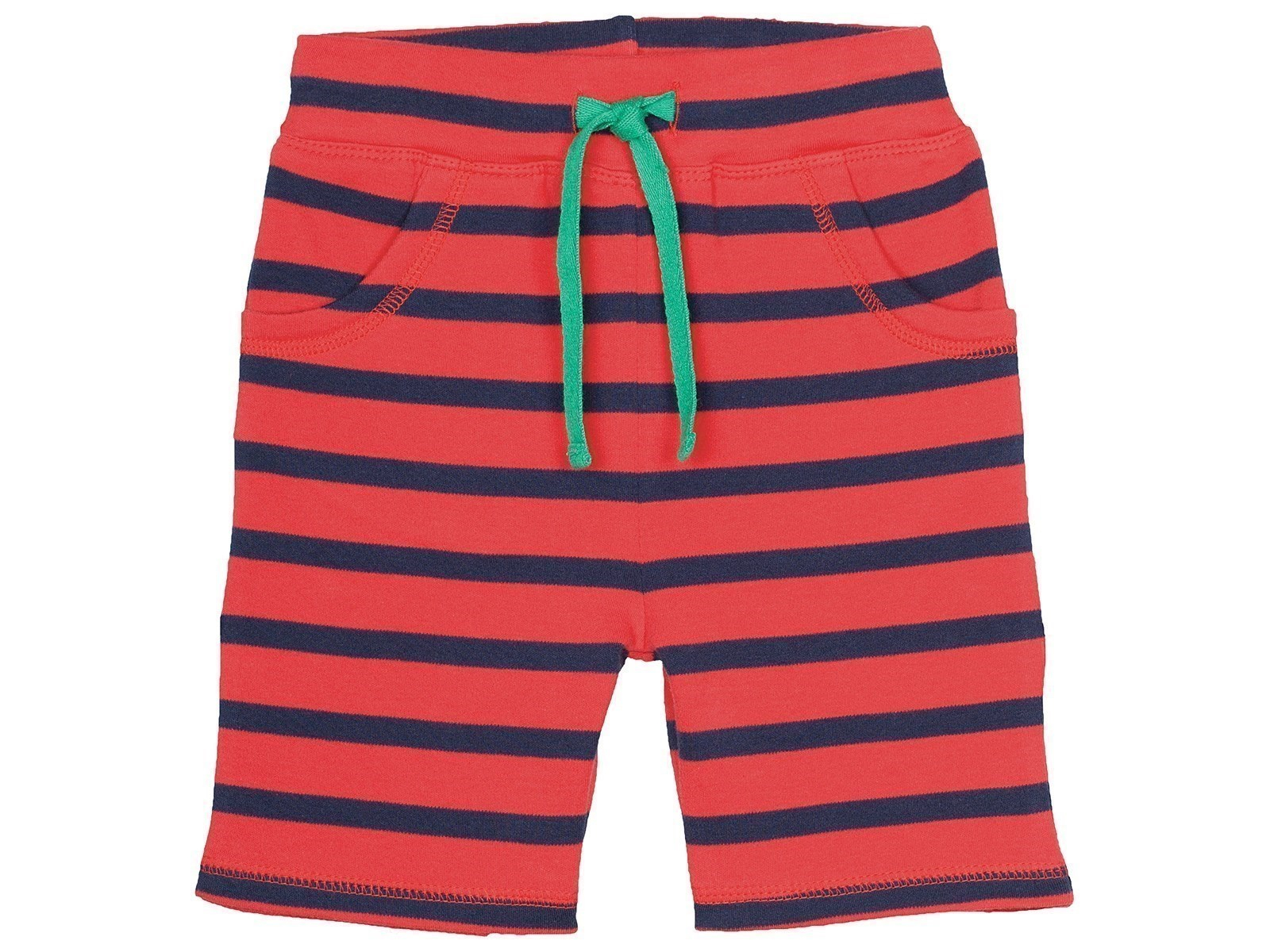 Frugi Baby und Kinder Bermuda rot-blau-geringelt, Gr.2 (3-6 Monate)
