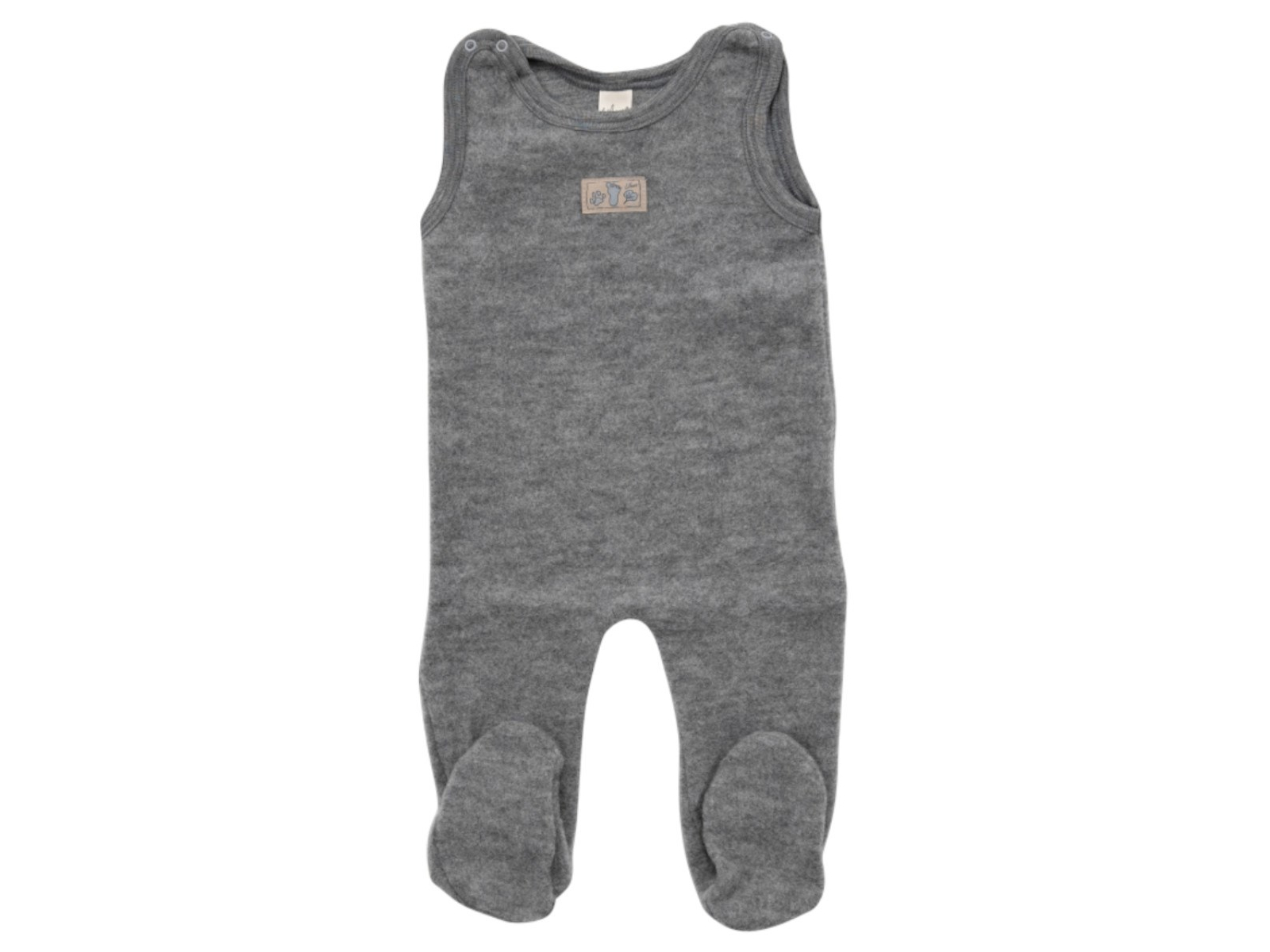 Lilano Baby Strampler mit Fuß Bio-Merinowolle Wollplüsch grau, Gr.68